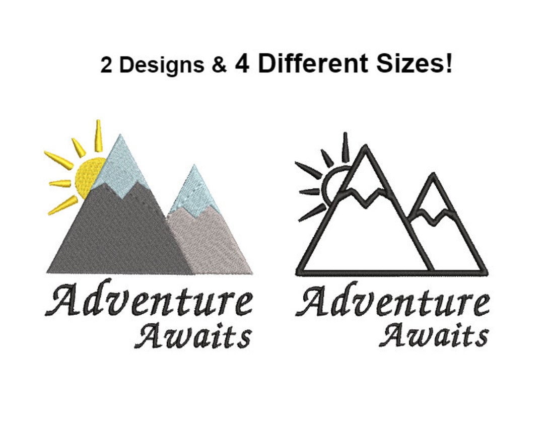 Adventure Awaits Embroidery Design - Mountains Digital Design ...