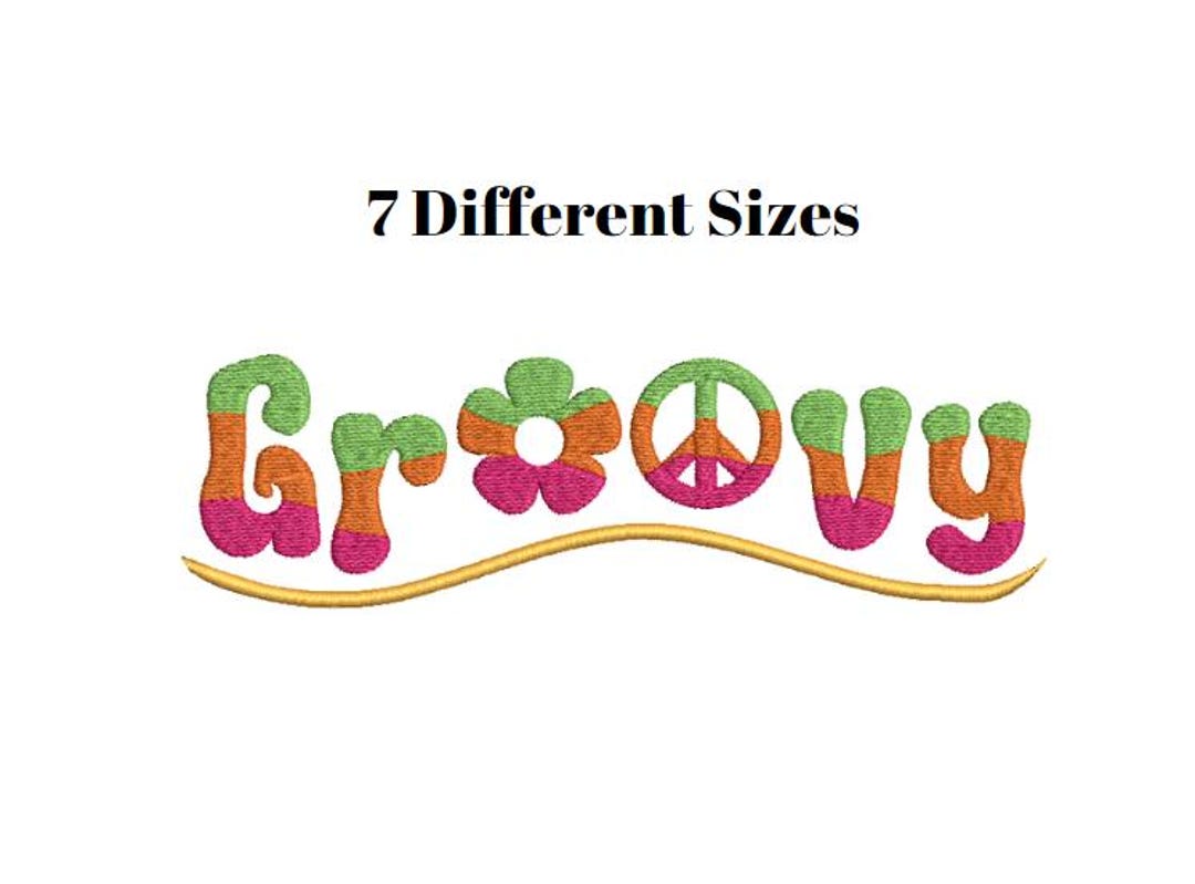 Groovy Embroidery Design - Hippie Digital Design - Machine Embroidery ...