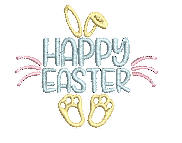 Happy Easter Embroidery Design - Easter Bunny - Easter Digital Design ...
