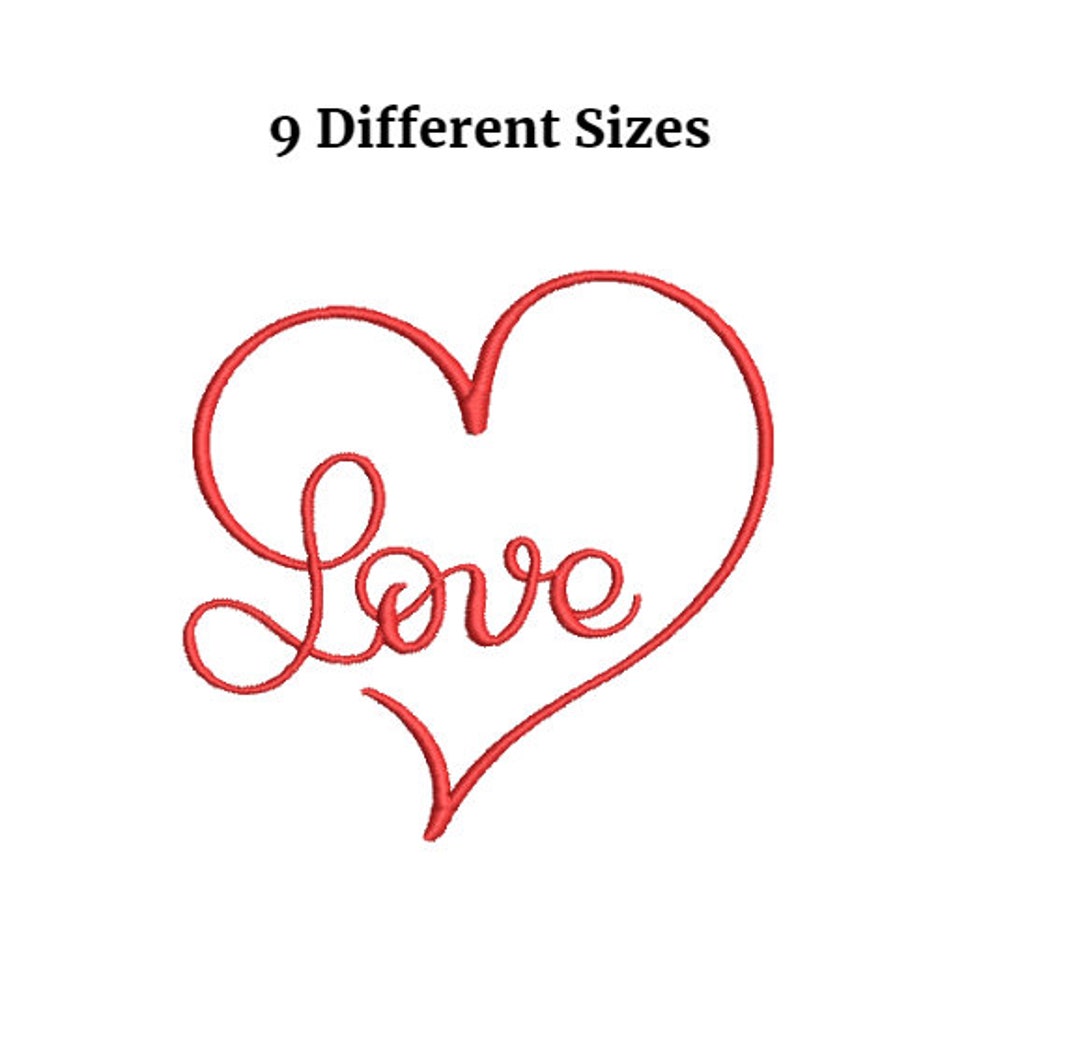 Love Heart Embroidery Design - Valentine's Day Digital Design - Heart ...