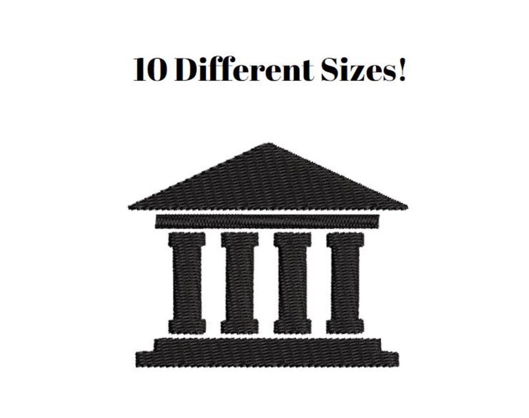 University Pillars Embroidery Design - Graduation College Shadow ...