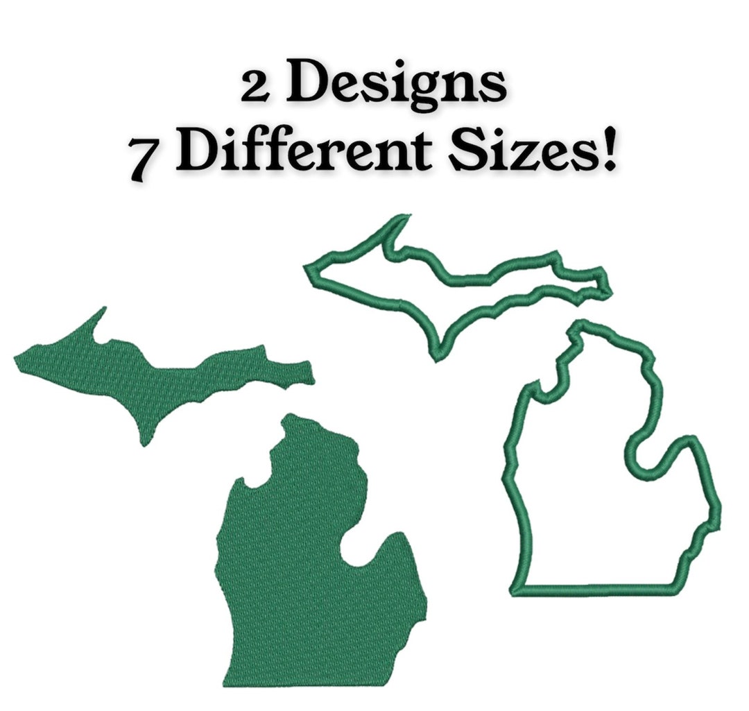 Michigan Embroidery Design - Michigan State Silhouette and Applique ...