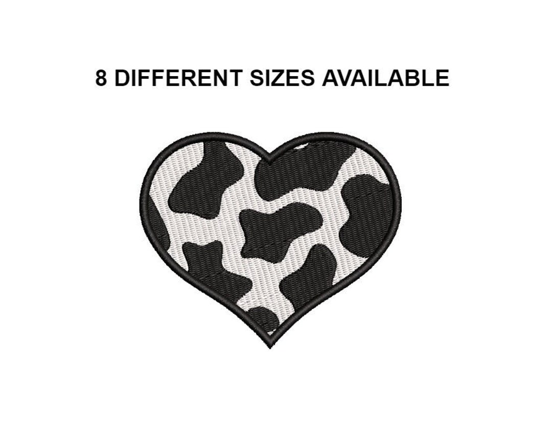 Cow Heart Embroidery Design - Cow Pattern Digital Design - Machine ...