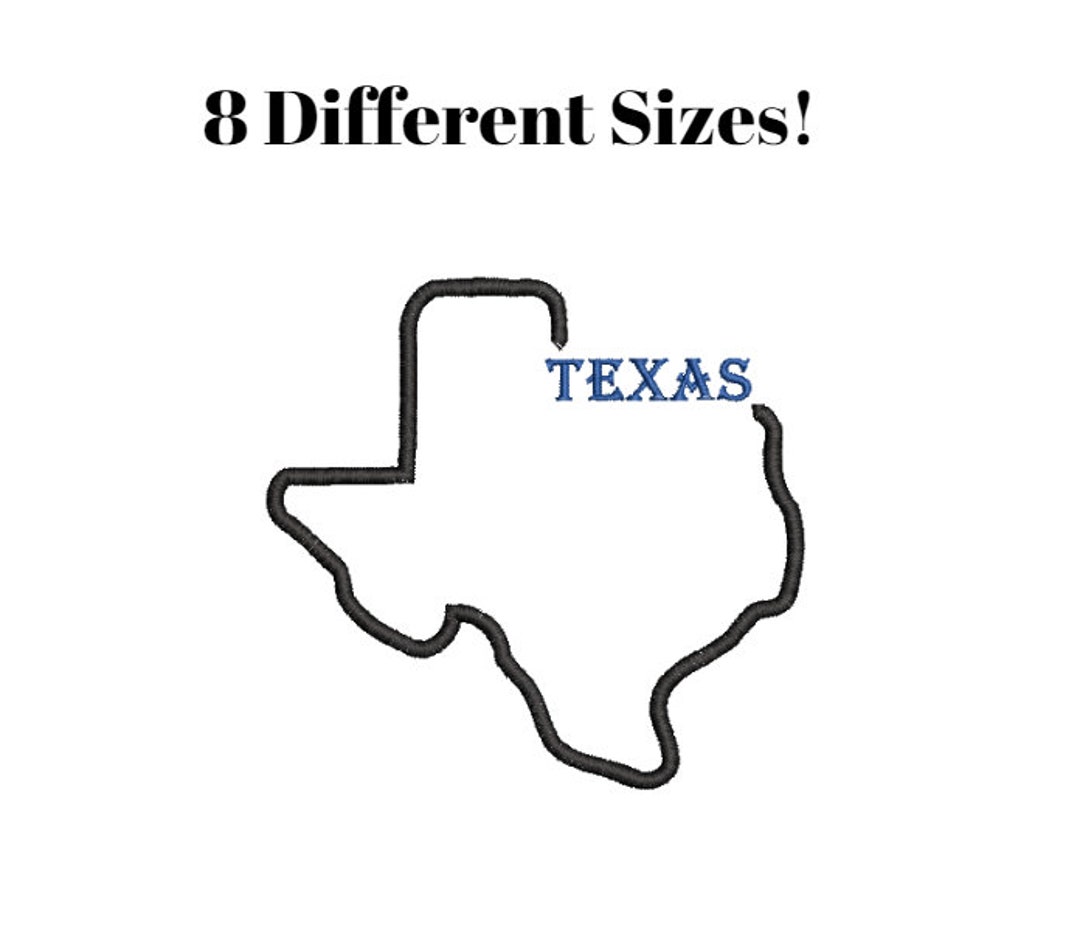 Texas Embroidery Design - Texas State Silhouette Outline Digital Design ...