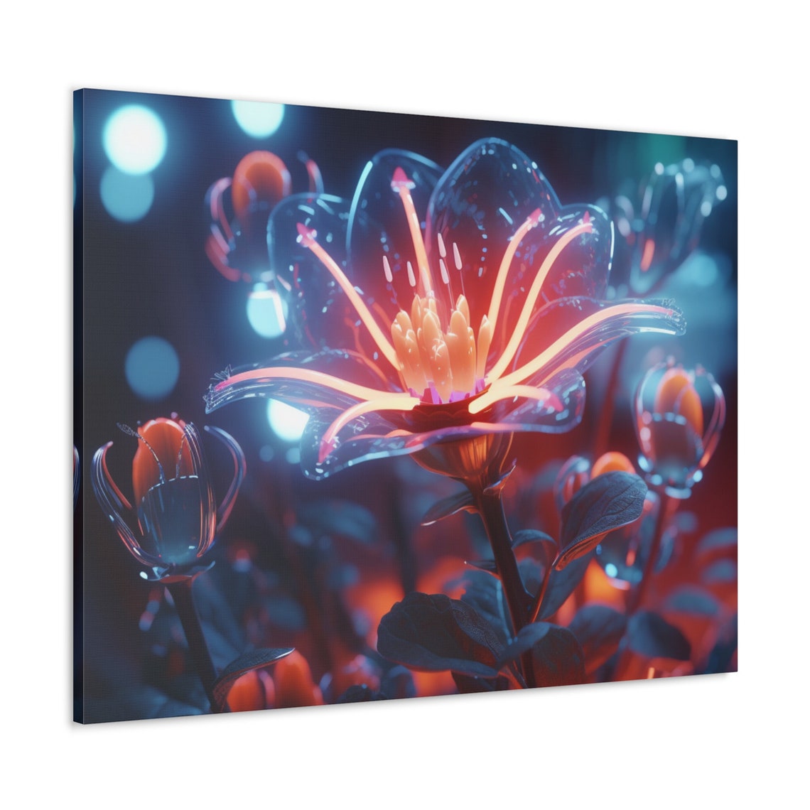 Surreal Flowers Canvas Wall Art Framed, Futuristic Flower Wall Art ...