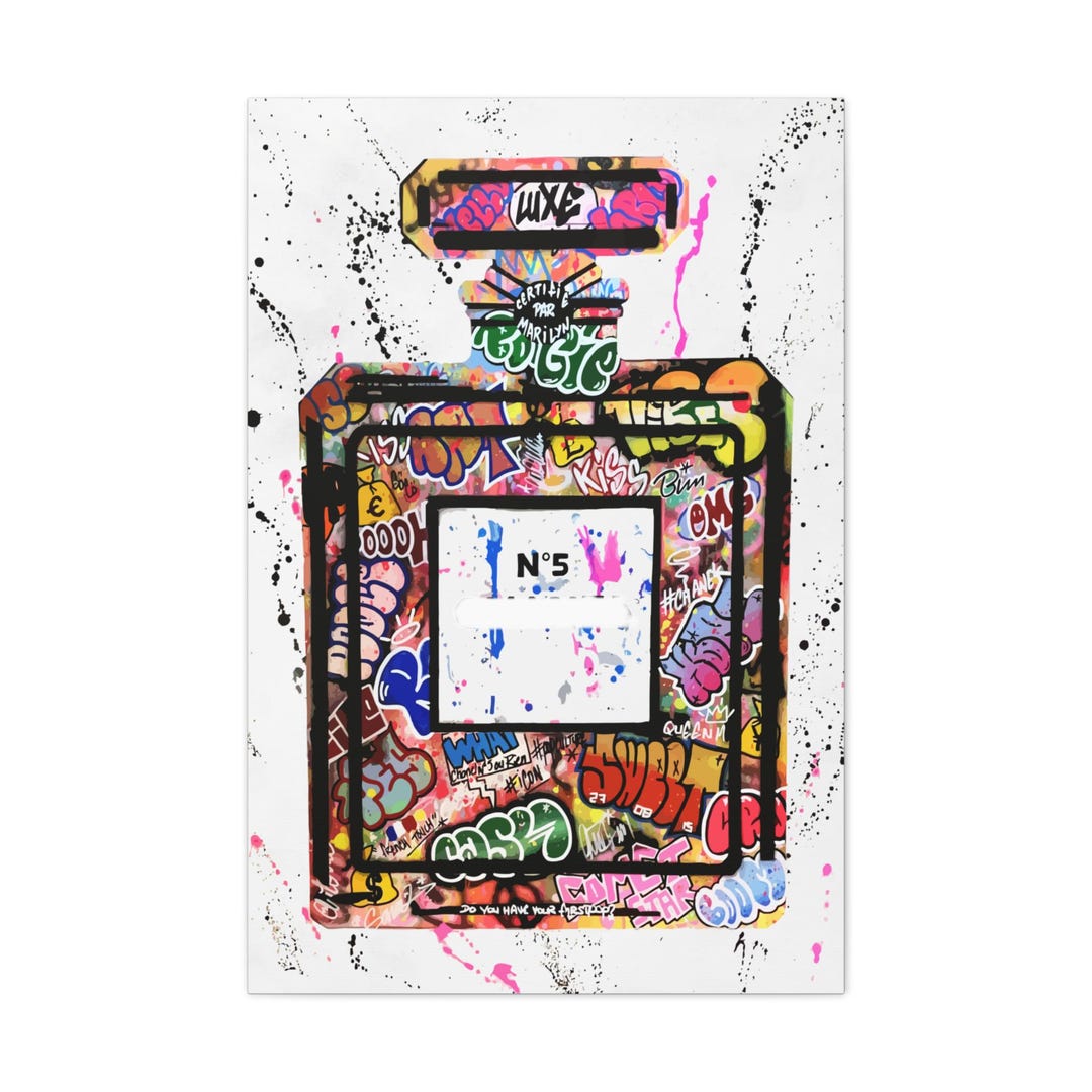 Graffiti Art Perfume Canvas Wall Art Ready to Hang, High Fashion Wall ...