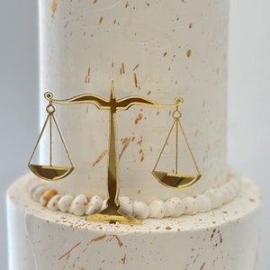 Scales of Justice Acrylic Cake Topper | Cake Decor Modern Gold Silver ...