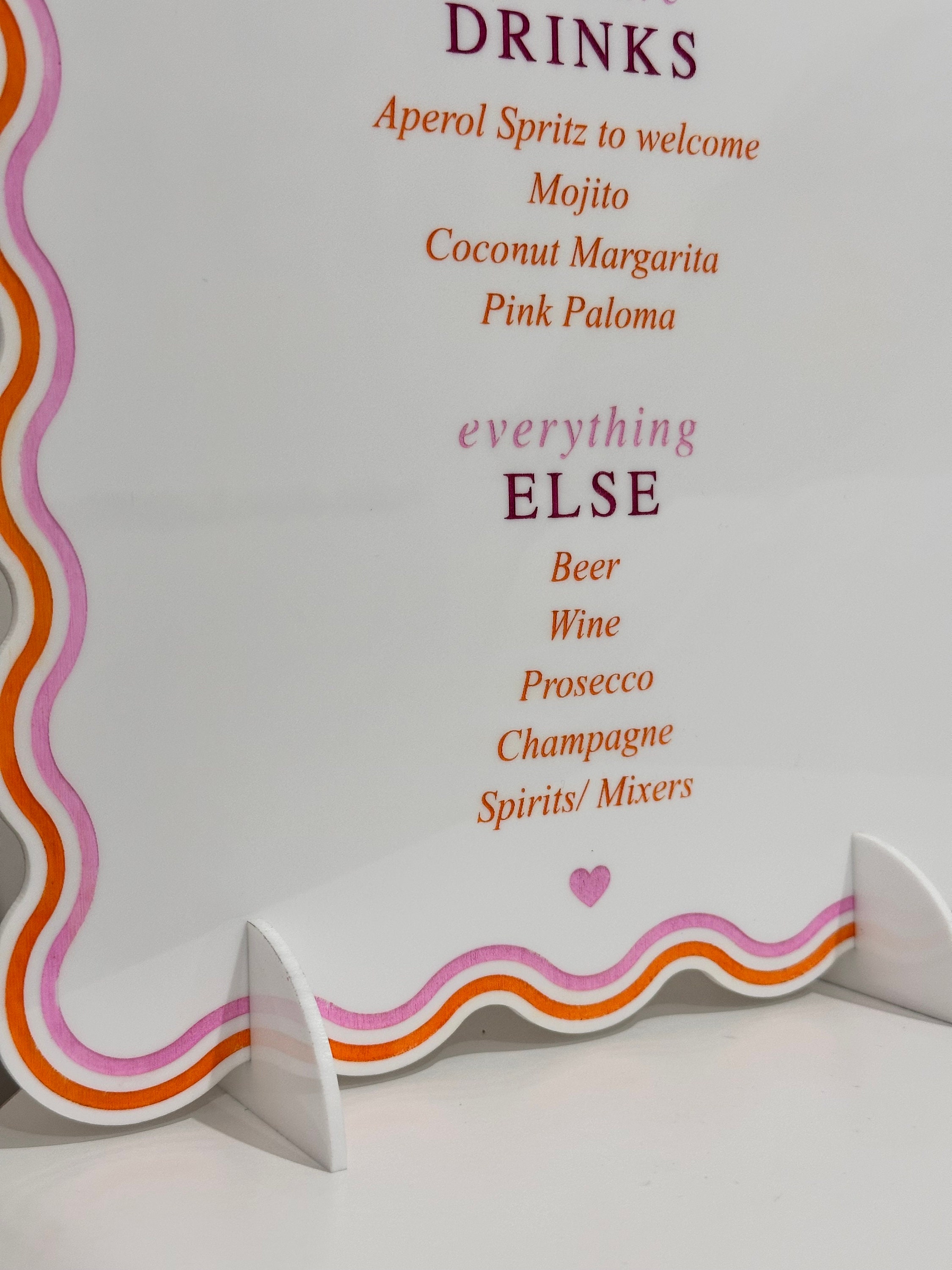 Custom Wavy Acrylic Bar Menu | Personalized Personalised Drinks Sign ...