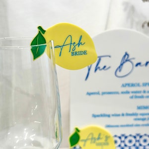 Amalfi Lemon Acrylic Drink Tags | Name Table Number Personalized Custom ...