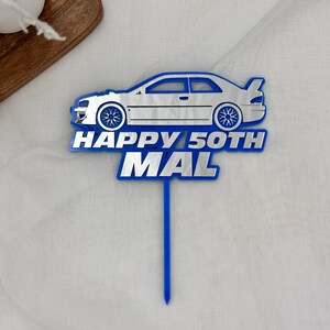 Subaru WRX Rally Car Name Cake Topper | Acrylic Cake Decor Gold Silver ...
