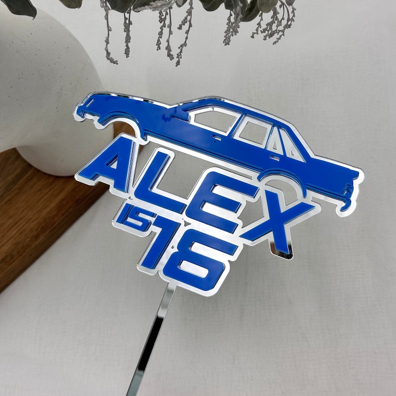 Holden VK Car Name Cake Topper | Acrylic Cake Decor Gold Silver Double ...