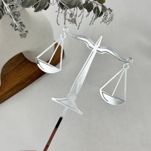 Scales of Justice Acrylic Cake Topper | Cake Decor Modern Gold Silver ...