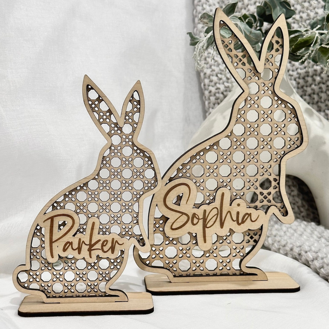 Personalised Easter Rattan Bunnies | Personalized Custom Easter Decor ...