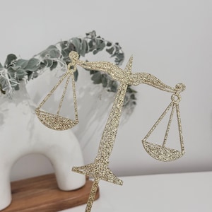 Scales of Justice Acrylic Cake Topper | Cake Decor Modern Gold Silver ...