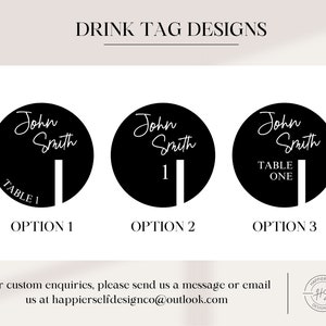 Acrylic Drink Tag | Full Name Table Number Personalized Custom Place ...