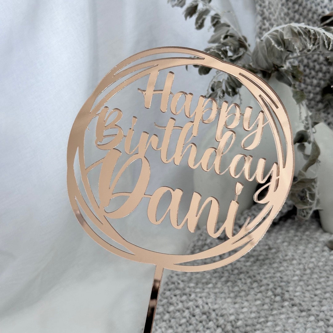 Circle Frame Name Acrylic Cake Topper | Mens Womens Birthday Age Number ...