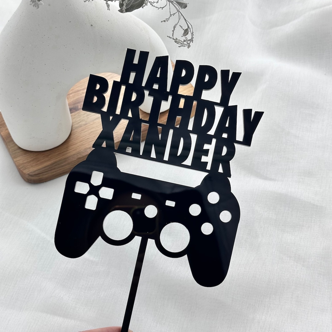 Video Game Controller Happy Birthday Cake Topper | Acrylic Cake ...