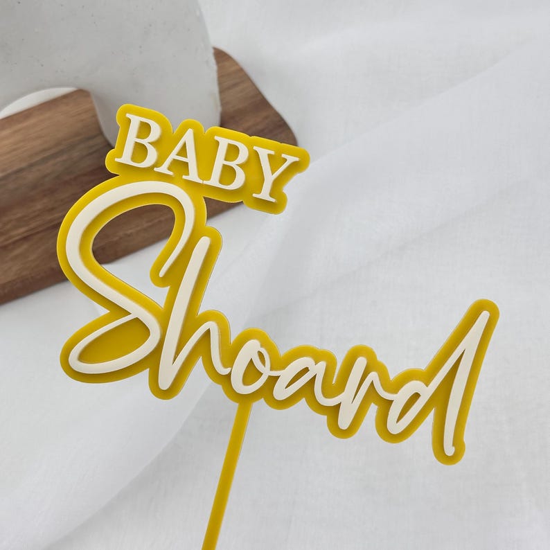 Baby Shower Name Cake Topper | Acrylic Cake Decor Modern Gold Silver ...