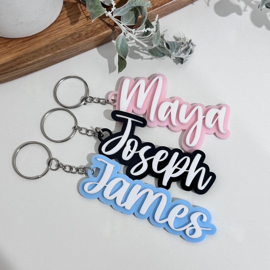 Double Layered Acrylic Keychains | Back to School Personalised Bag Tag ...