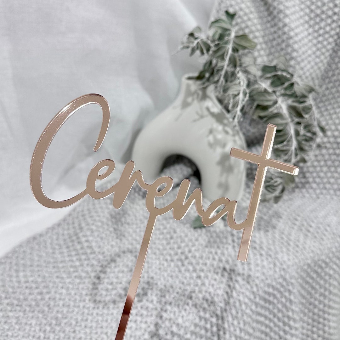 Christening Name Cake Topper | Custom Personalized Acrylic Decor Gold ...