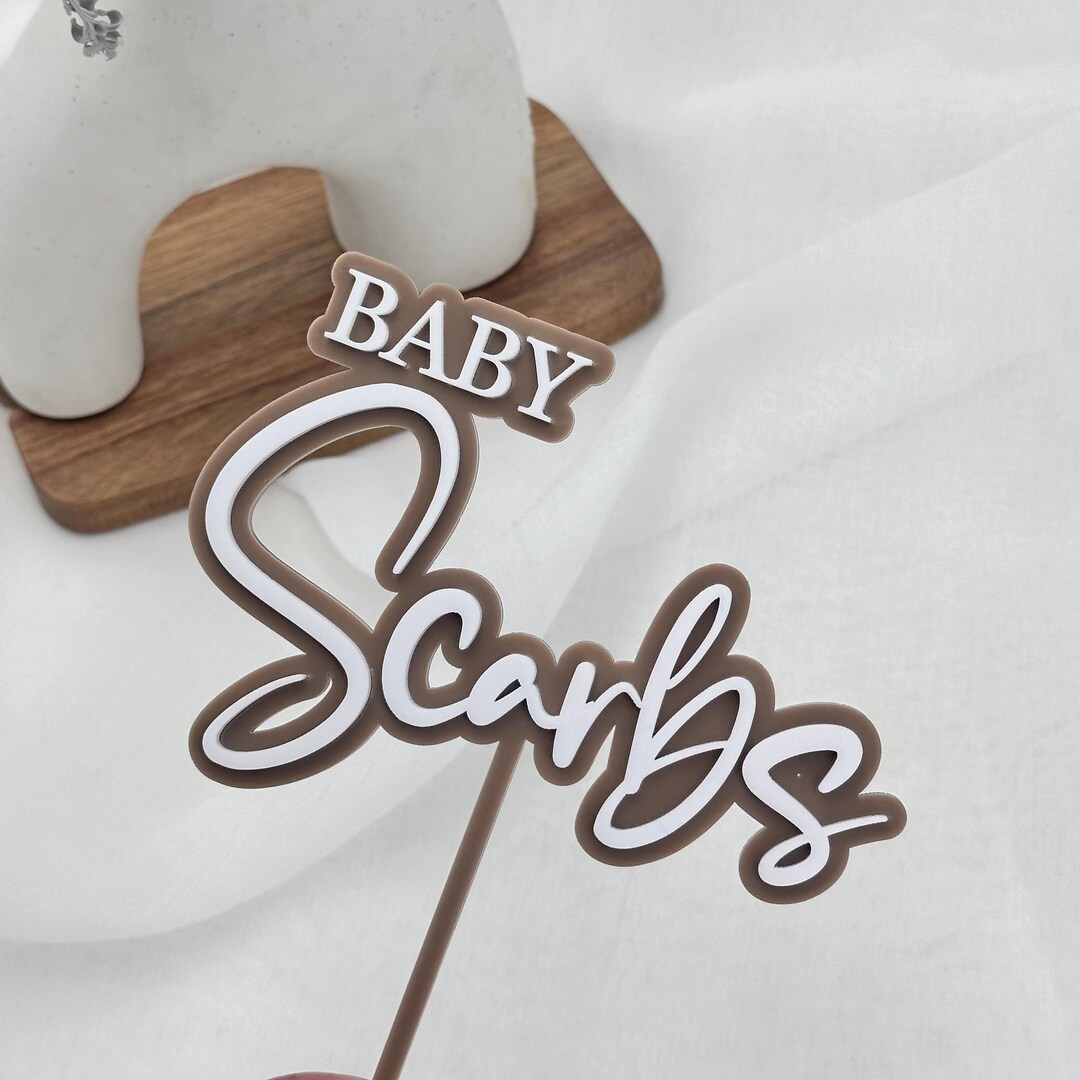 Baby Shower Name Cake Topper | Acrylic Cake Decor Modern Gold Silver ...