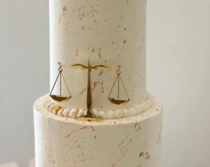 Scales of Justice Acrylic Cake Topper | Cake Decor Modern Gold Silver ...