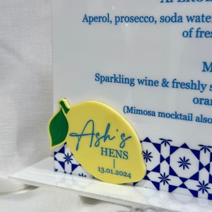 Amalfi Themed Acrylic Bar Menu | Personalized Personalised Drinks Sign ...