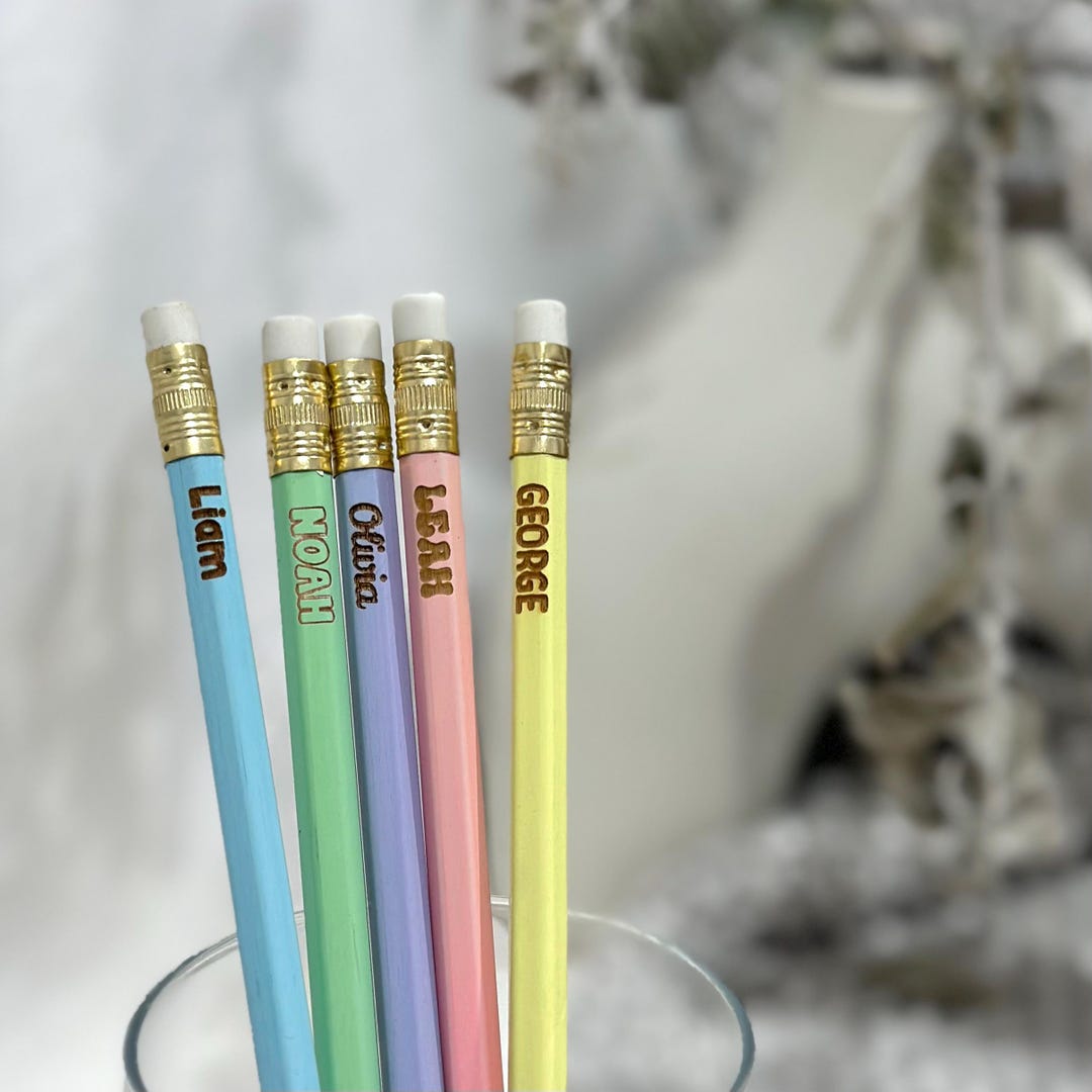 Personalised Pencils | Custom Pencils Individual Set of 5 10 30 Pastel ...