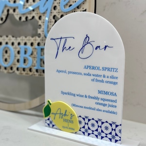 Amalfi Themed Acrylic Bar Menu | Personalized Personalised Drinks Sign ...