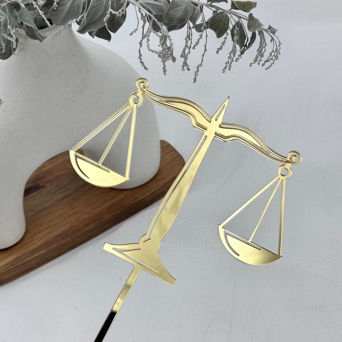 Scales of Justice Acrylic Cake Topper | Cake Decor Modern Gold Silver ...