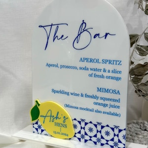Amalfi Themed Acrylic Bar Menu | Personalized Personalised Drinks Sign ...