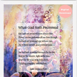 What God Hath Promised Printable Wall Art, Inspirational Poetry Over an ...