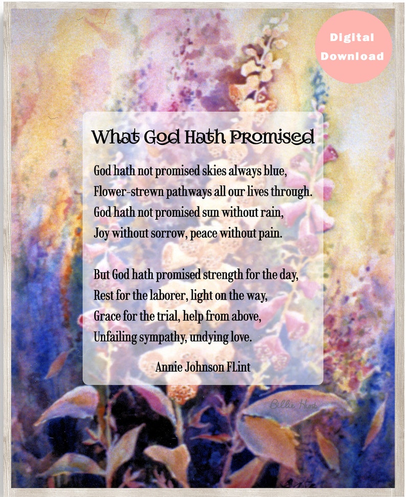 What God Hath Promised Printable Wall Art, Inspirational Poetry Over an ...