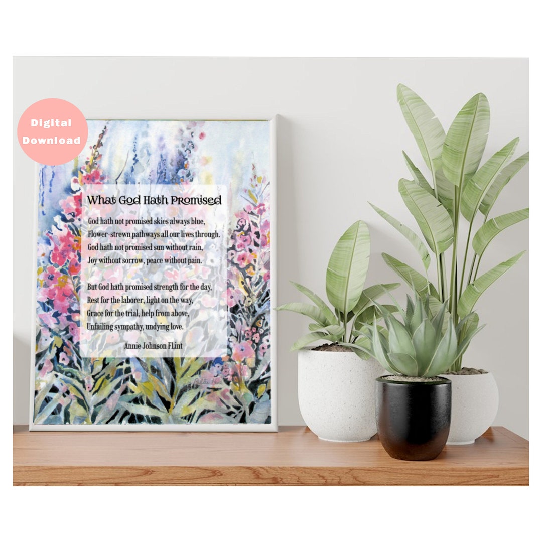 What God Hath Promised Printable Wall Art, Inspirational Poetry Over an ...