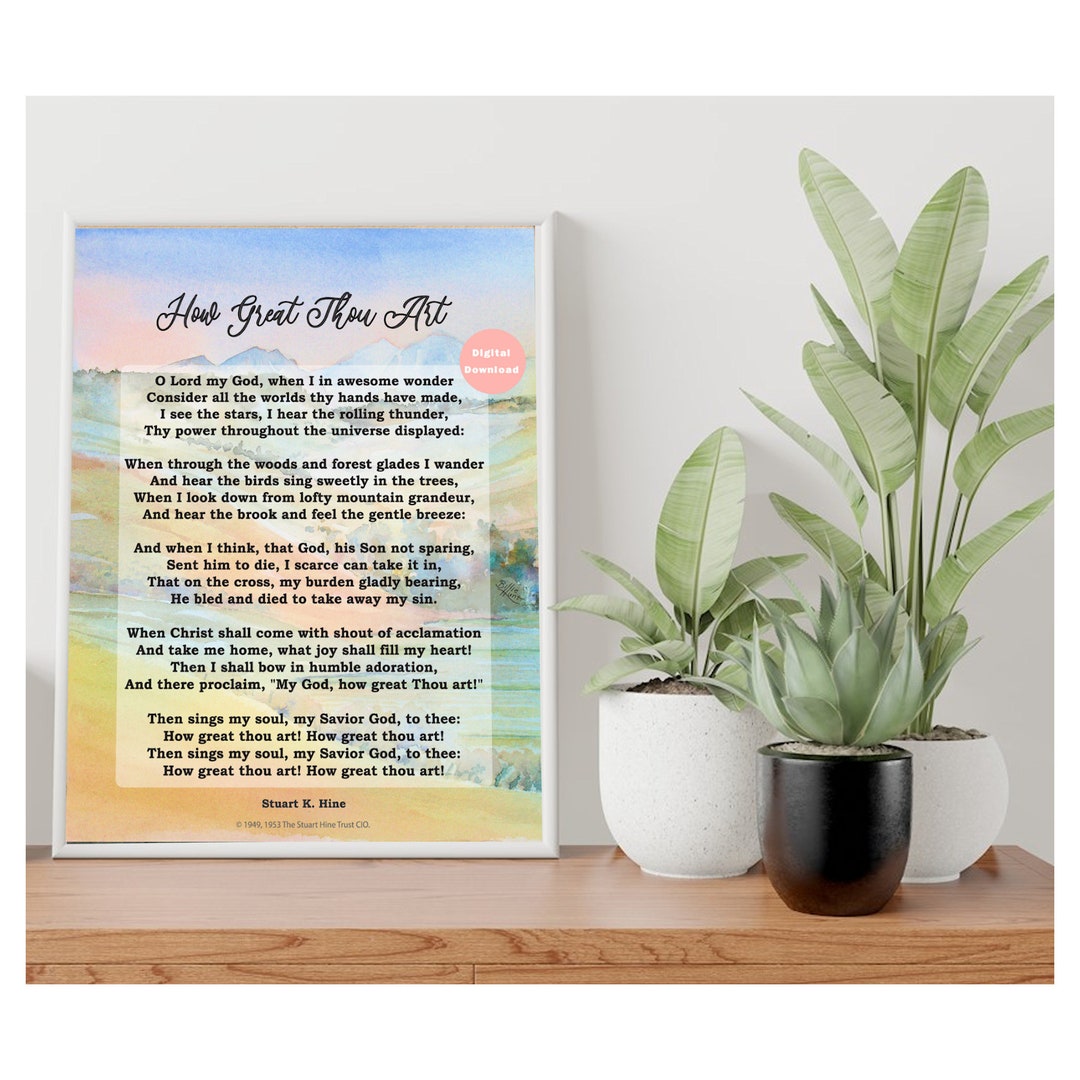 How Great Thou Art Printable Wall Art, Inspirational Poetry Over an ...