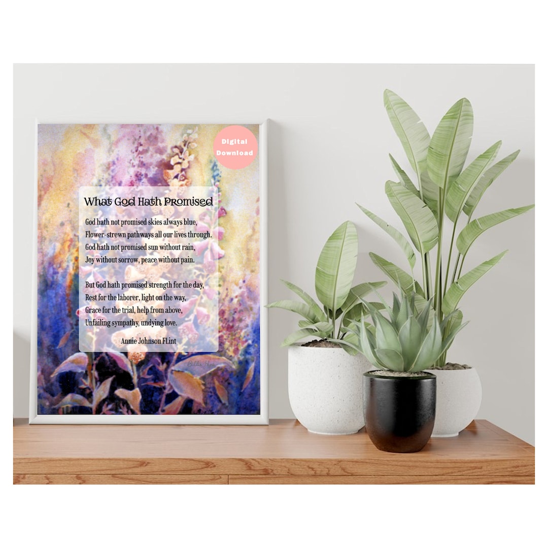 What God Hath Promised Printable Wall Art, Inspirational Poetry Over an ...