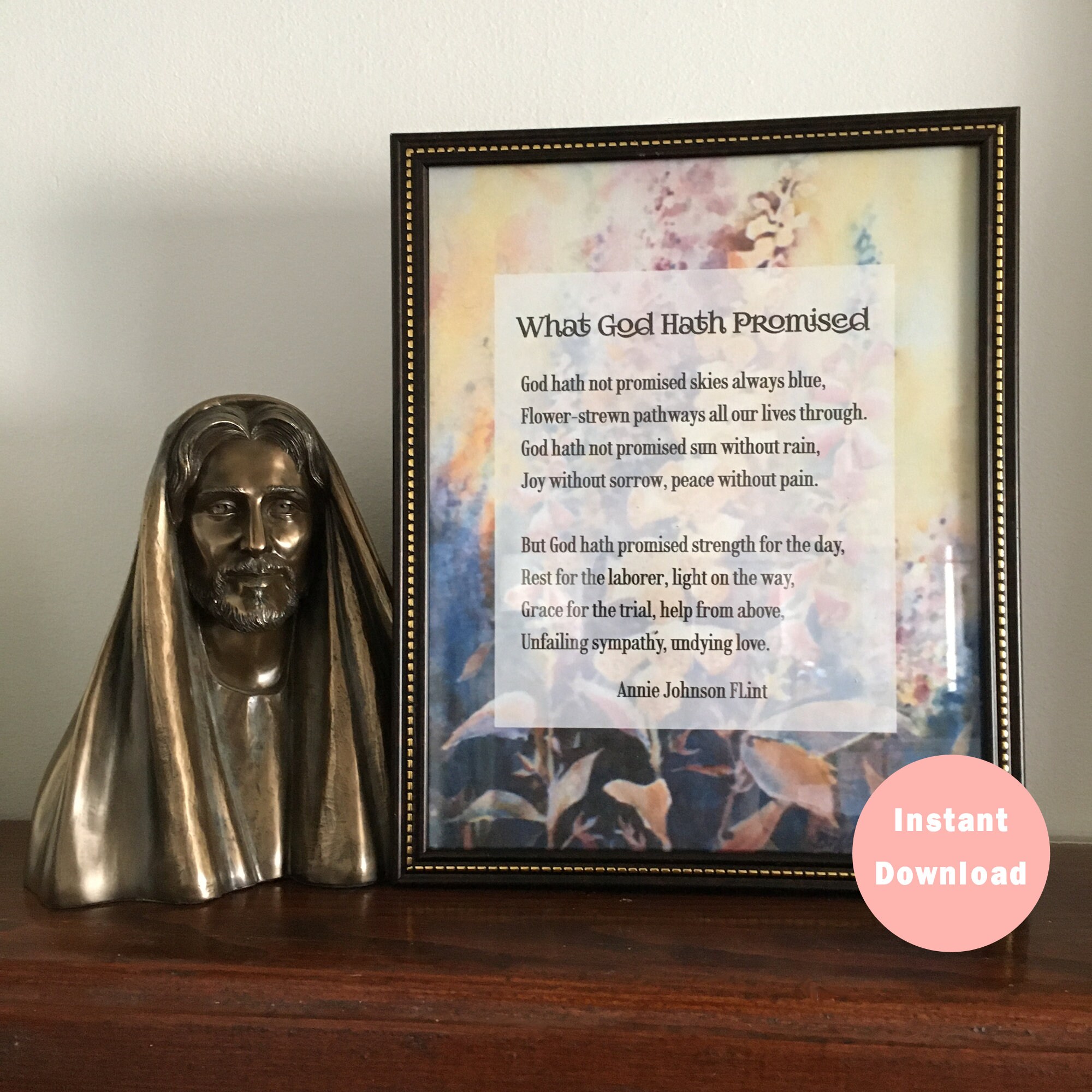 What God Hath Promised Printable Wall Art, Inspirational Poetry Over an ...