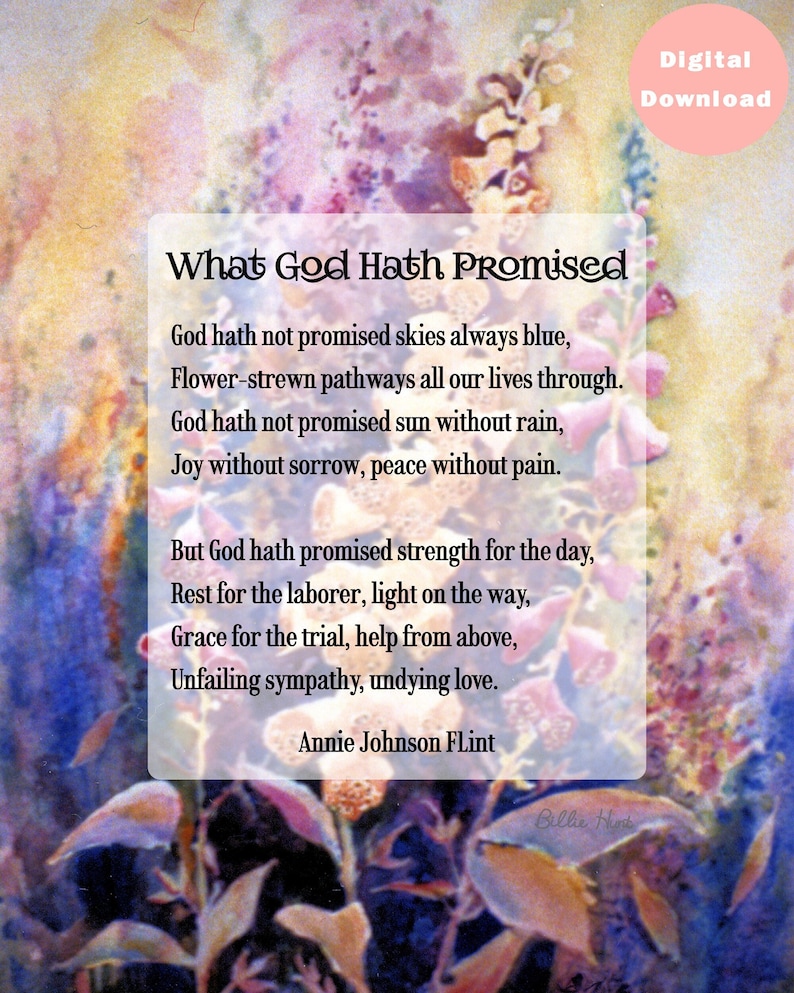 What God Hath Promised Printable Wall Art, Inspirational Poetry Over an ...