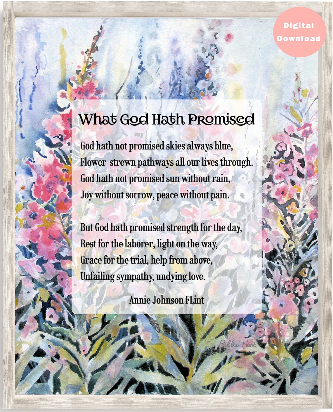 What God Hath Promised Printable Wall Art, Inspirational Poetry Over an ...