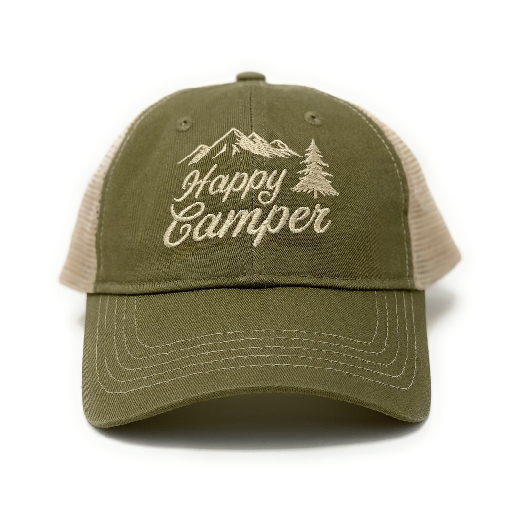 Happy Camper Hat (olive), Camping Hat, Camping Trucker Hat, Camper ...