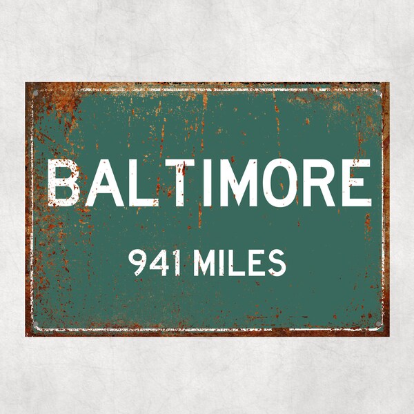 Baltimore Distance Sign - Etsy