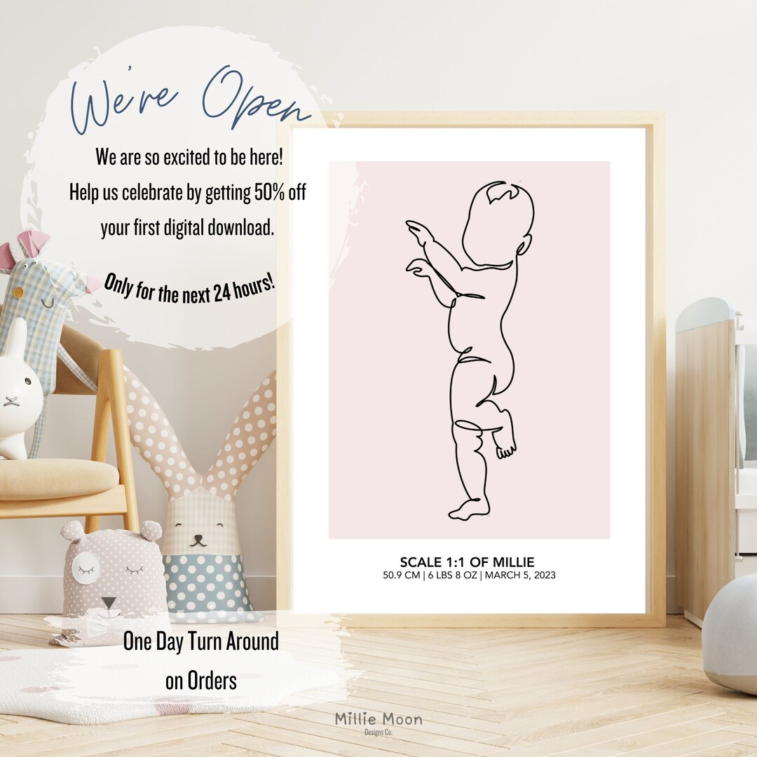 Personalized 1 for 1 Scale Birth Poster | Digital File (single Baby) - Etsy