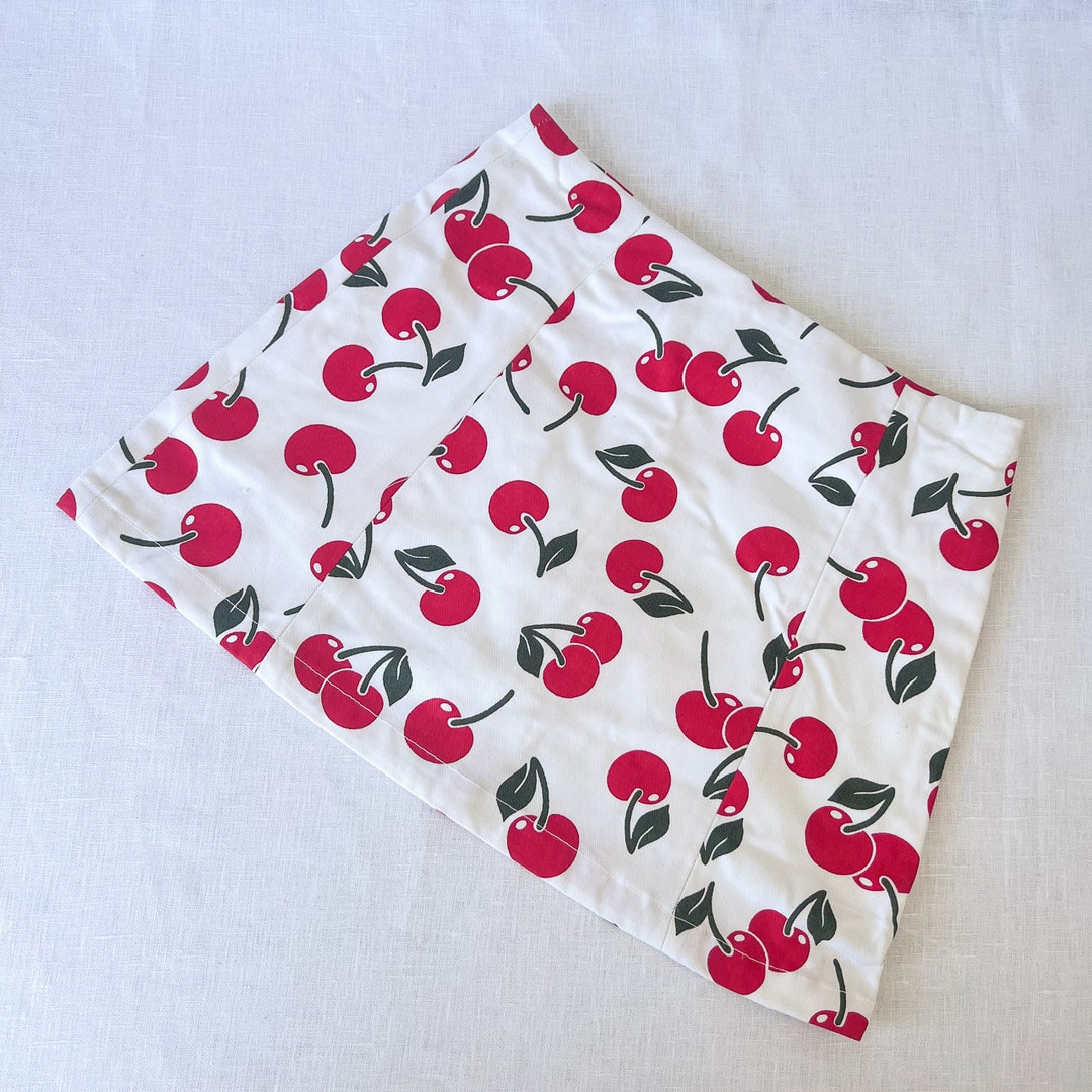 Cherry Print Skirt Mini Skirt Cherry Print Festival Fruit Print Tomato ...