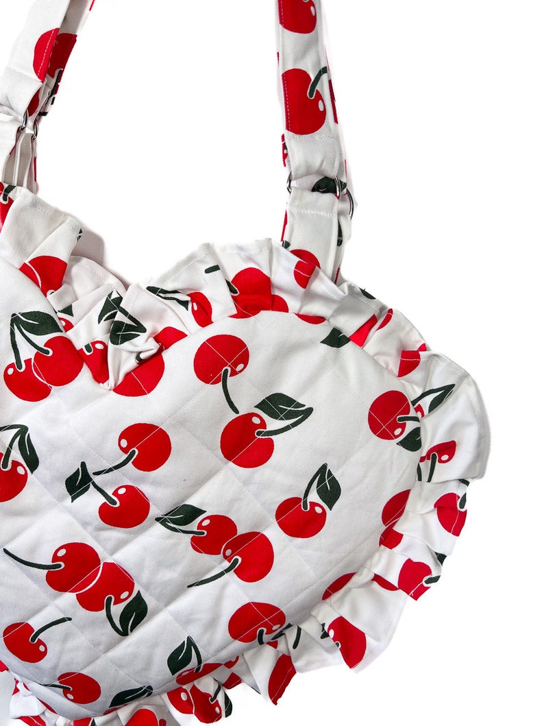 Heart-shaped Tote Bag - Cherry Print - Etsy