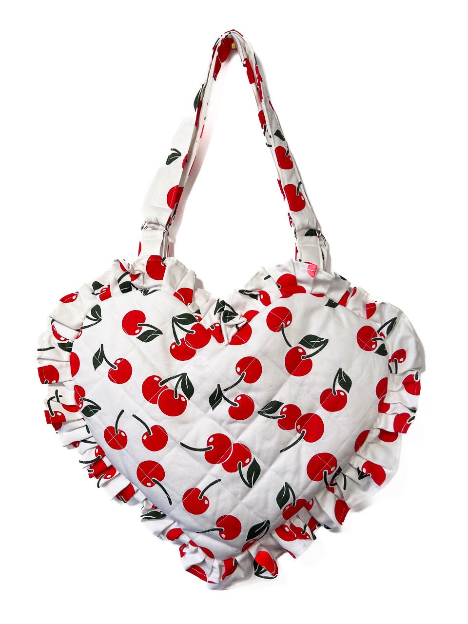 Heart-shaped Tote Bag - Cherry Print - Etsy