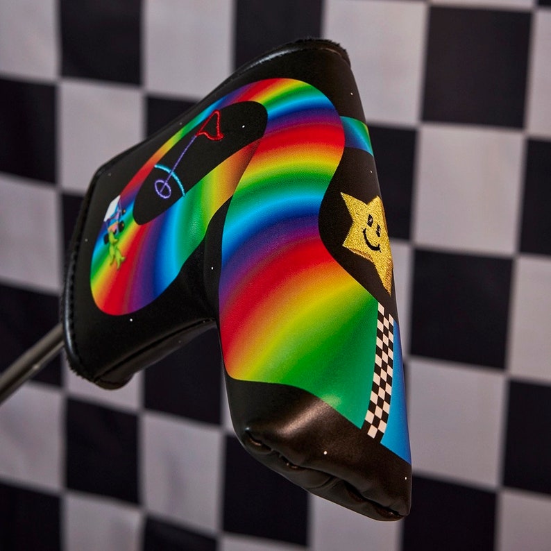 Black Mario Kart Themed Blade Golf Putter Cover (rainbogey Road) - Etsy