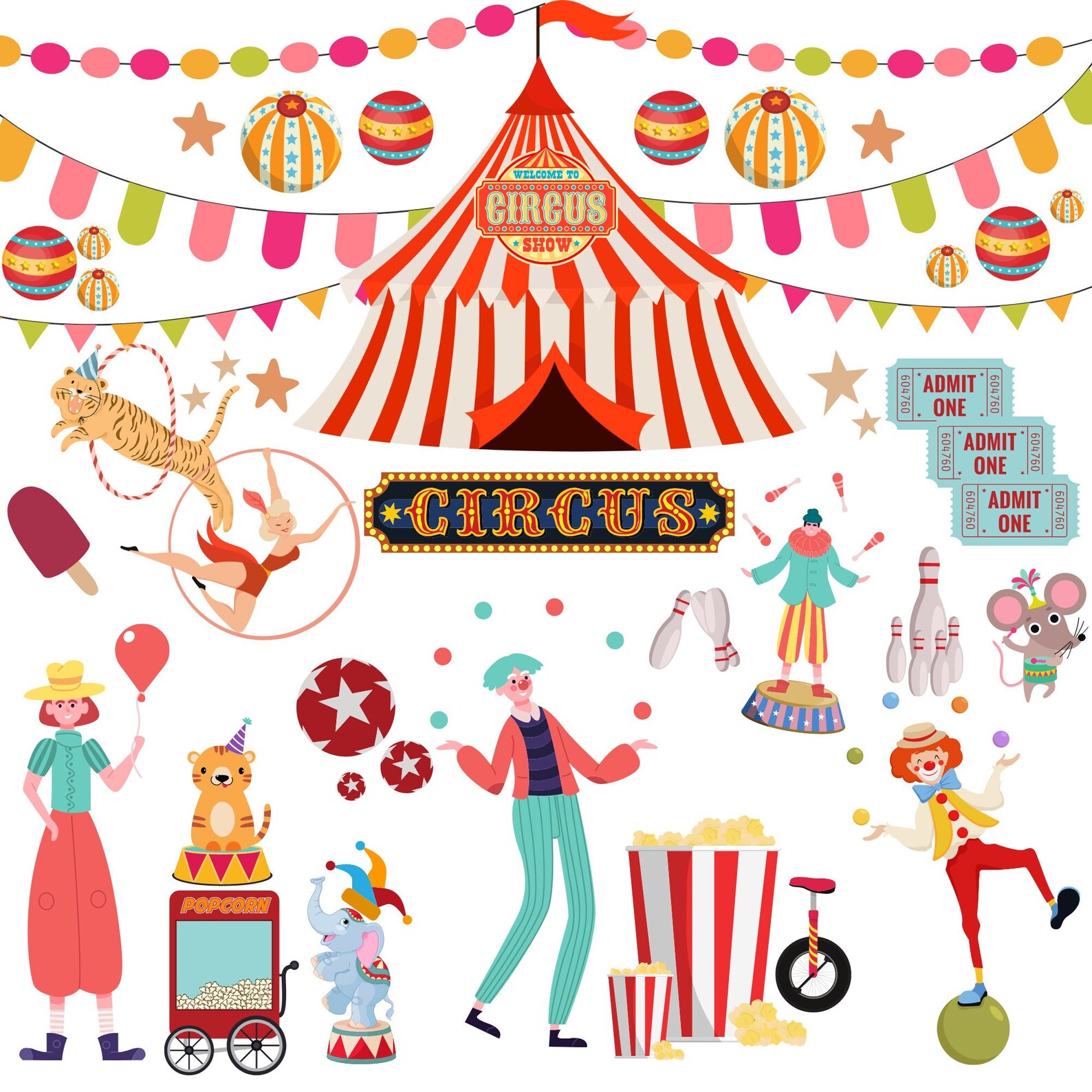 25 Circus Digital Clipart, Circus, Circus Clip Art, Circus Printable ...