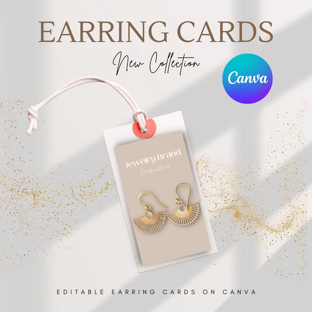 Editable Earring Card Template, Canva Editable Jewelry Card, Earring ...