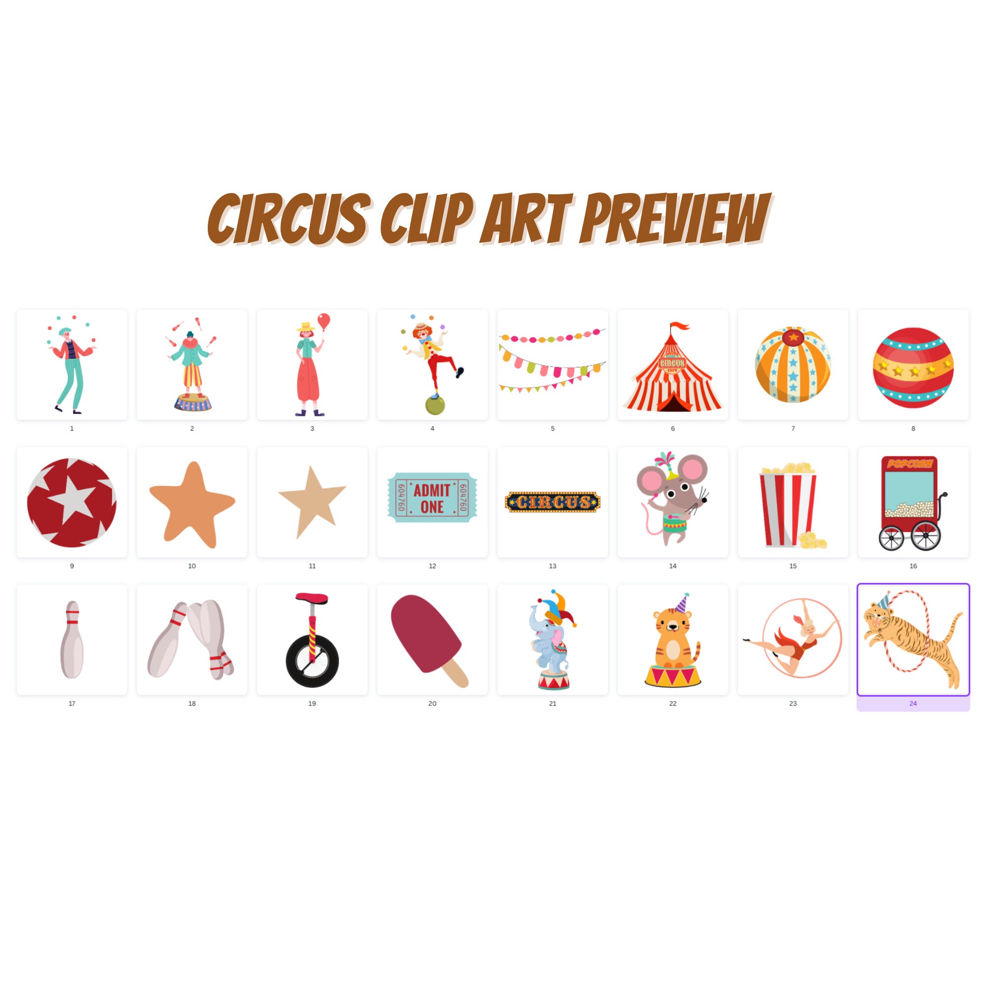 25 Circus Digital Clipart, Circus, Circus Clip Art, Circus Printable ...