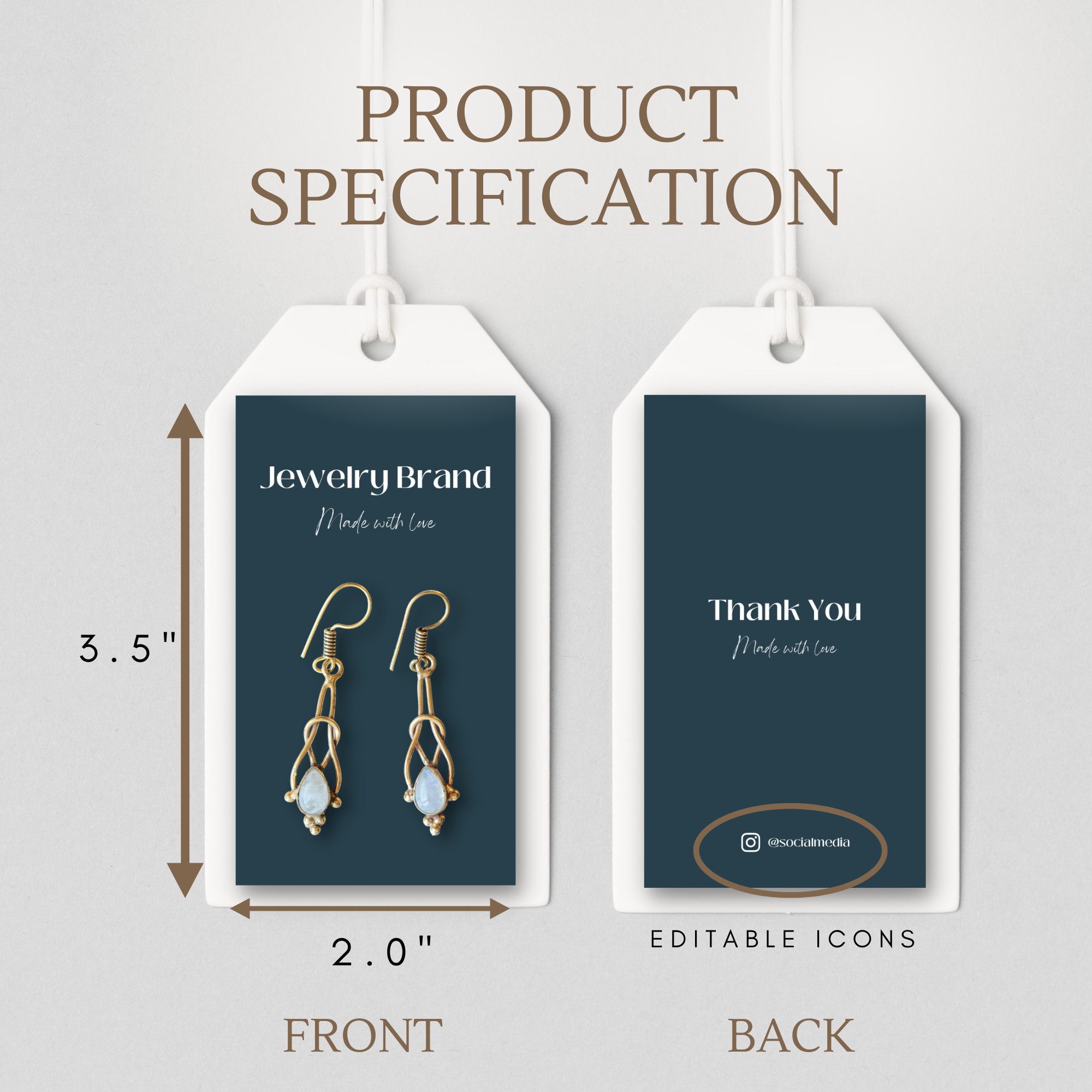 Editable Earring Card Template, Canva Editable Jewelry Card, Earring ...